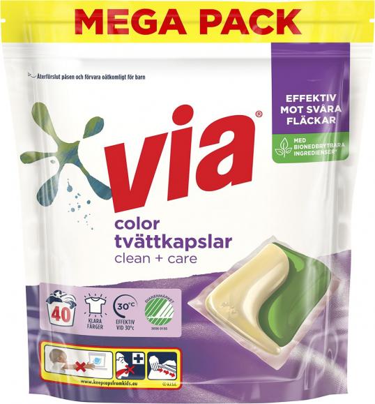 Tvättmedel Via Color kapslar