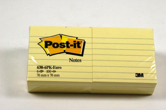 Post-it linjerad 76x76mm gul